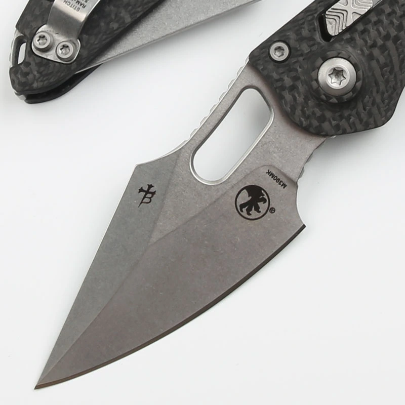 MT Stitch-Ramloc AUTO Folding Knife 3.54" M390MK Stonewashed Blade, Carbon Fiber Handles