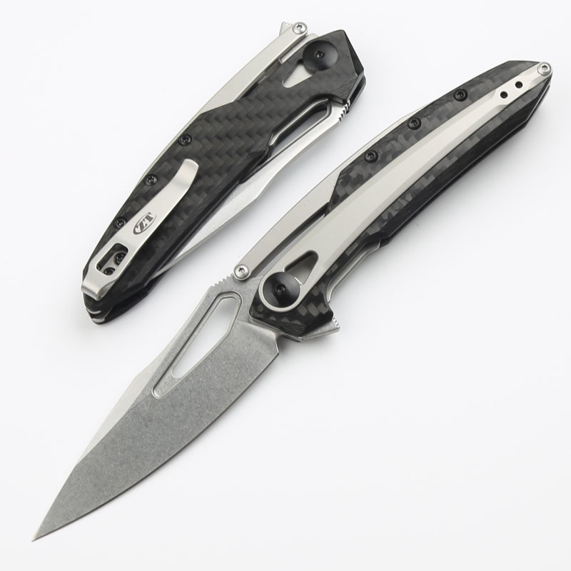 ZT 0990 Flipper Knife 3.26" CPM-20CV Stonewashed Drop Point Blade ...