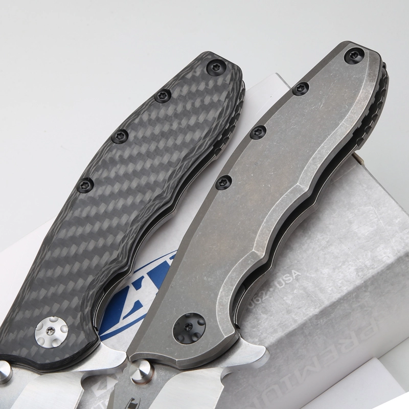 ZT 0562TI/CF Hinderer Flipper Knife 3.5" CPM-20CV Satin/Stonewashed ...