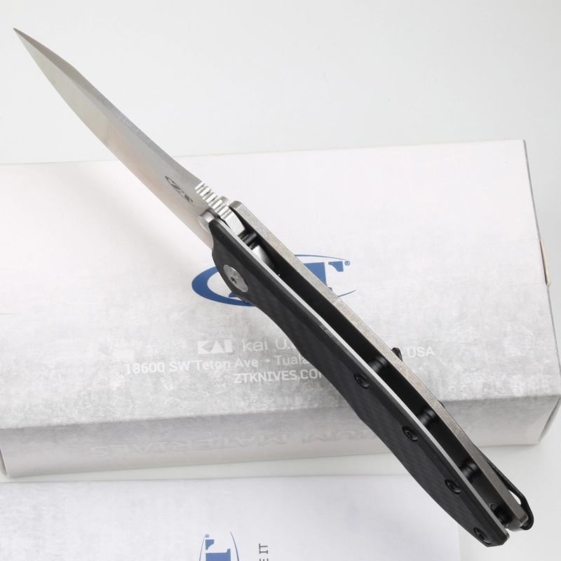 ZT 0562TI/CF Hinderer Flipper Knife 3.5" CPM-20CV Satin/Stonewashed ...