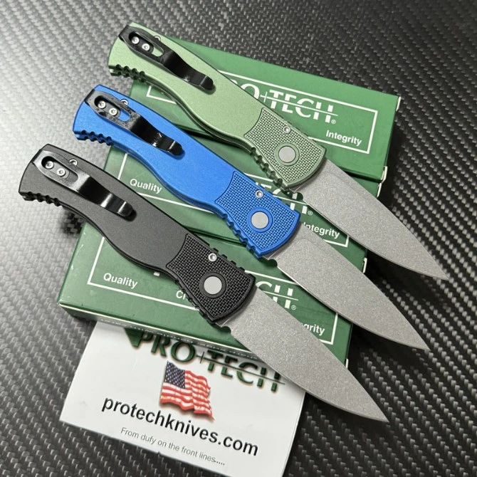 Pro-Tech TR-2 Tactical AUTO Folding Knife 3.07" CPM-MagnaCut DLC Spear ...