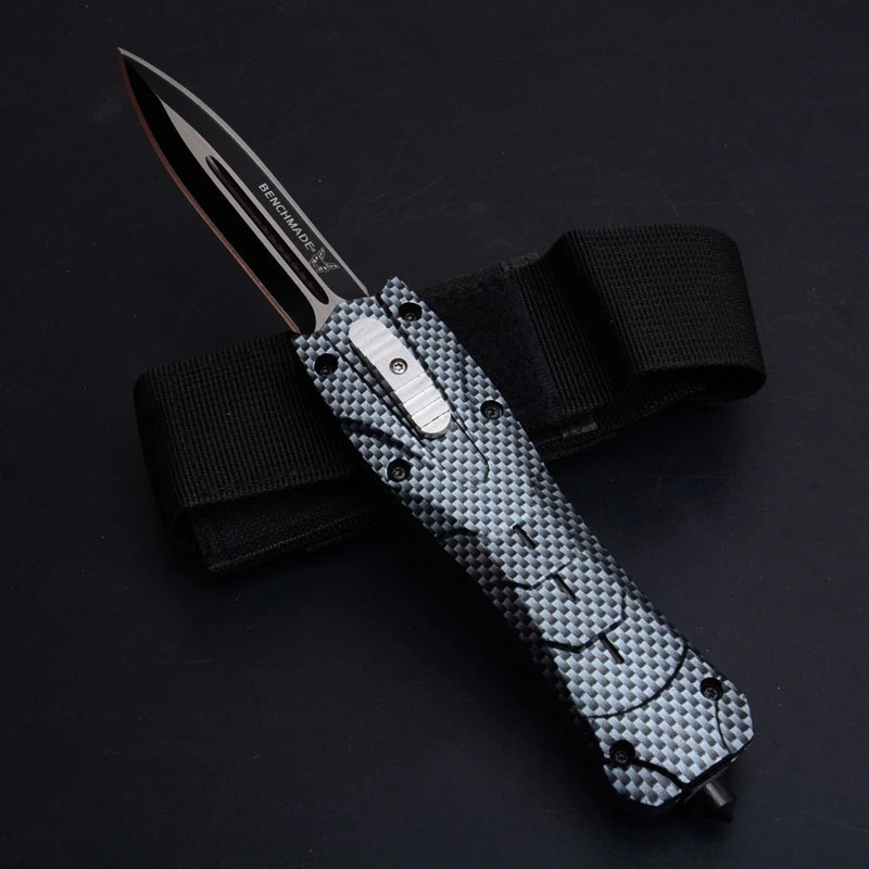 BM 3300 Infidel Dagger AUTO OTF Knife 3.74" 440 Black Double Edge Blade ...