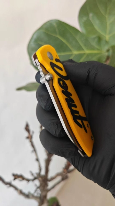 CRKT Denut x CRKT 2495Y Flipper Knife 2.83" D2 Satin Plain Blade, G10 ...