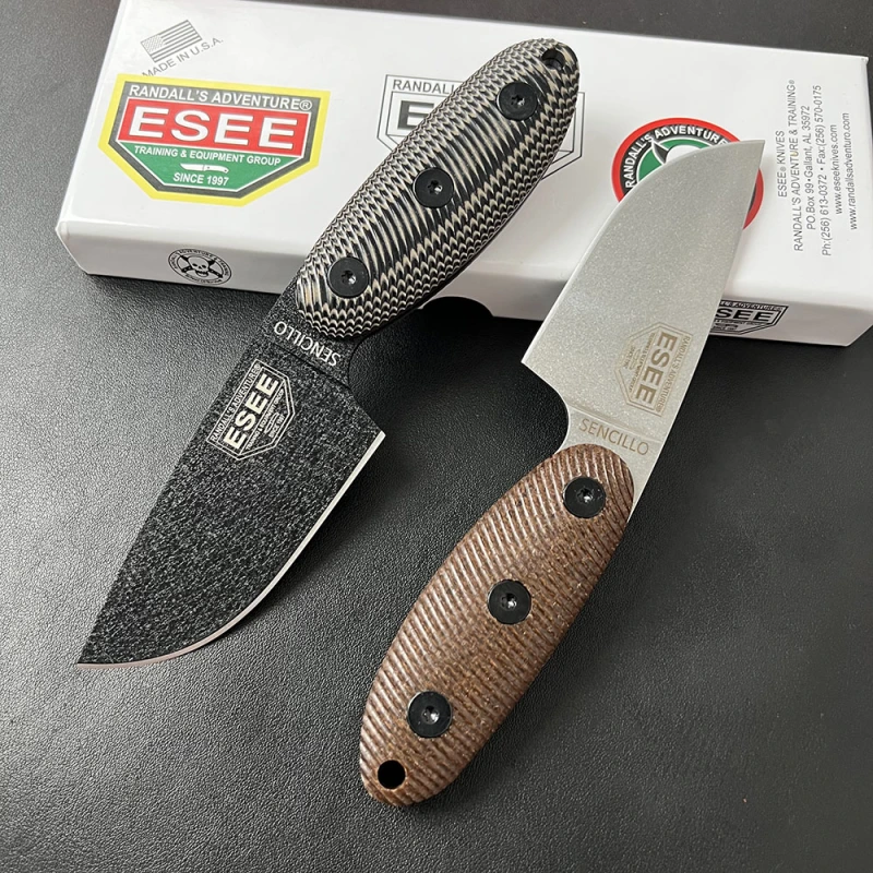 ESEE Knives Sencillo Fixed Blade Knife 3.54" 1095 Steel Drop Point ...