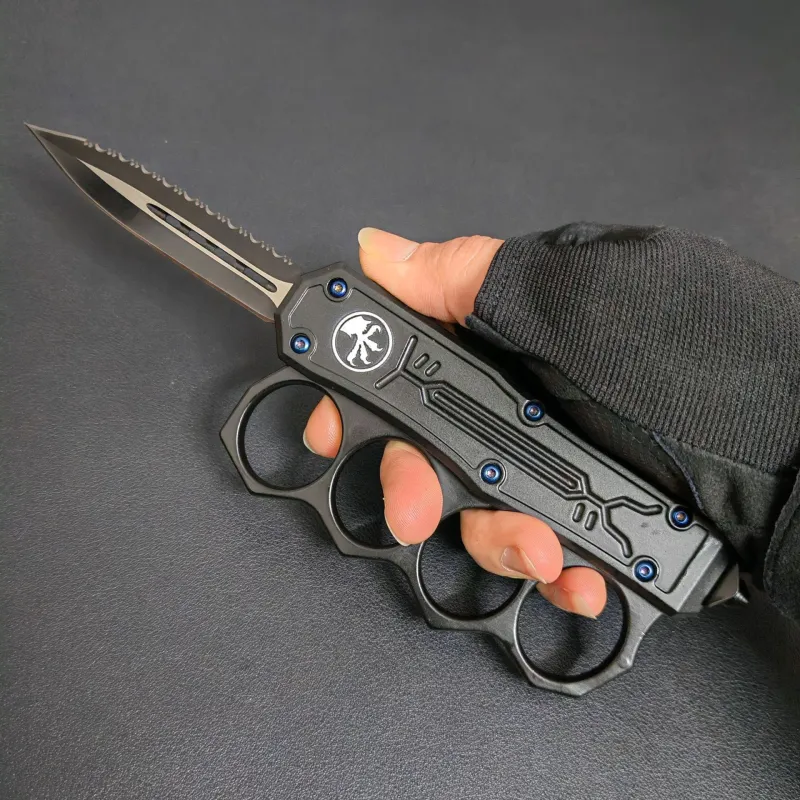 MT Boxing Knuckles OTF AUTO Knife 3.54" 440C Plain Blade, Zinc Aluminum ...