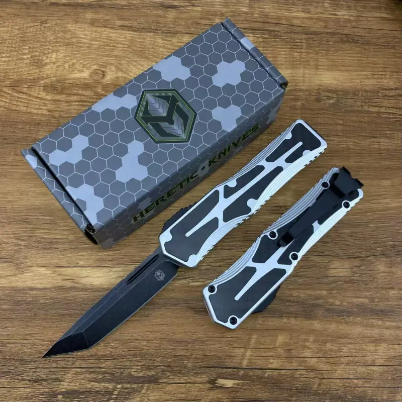 Heretic Knives Giant OTF AUTO 3.35" D2 Stonewashed Blade, Aviation ...