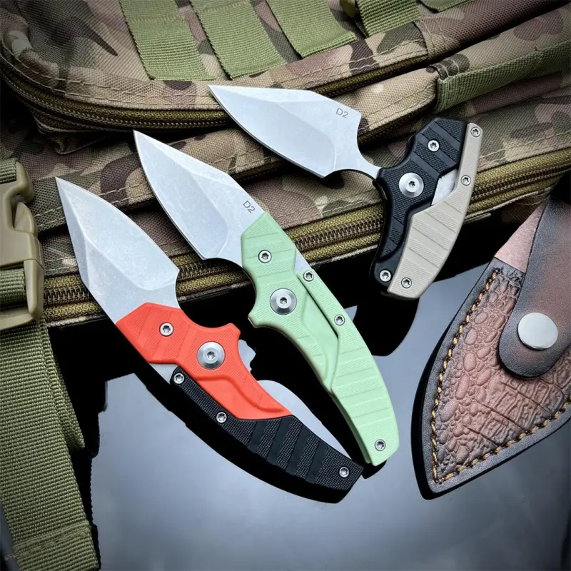 Dual Use variant Folding Blade Knife 2.28'' D2 Drop point Blade, Nylon ...