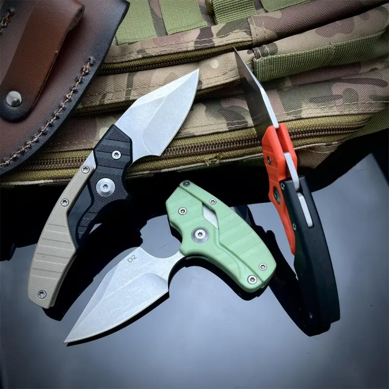 Dual Use variant Folding Blade Knife 2.28'' D2 Drop point Blade, Nylon ...
