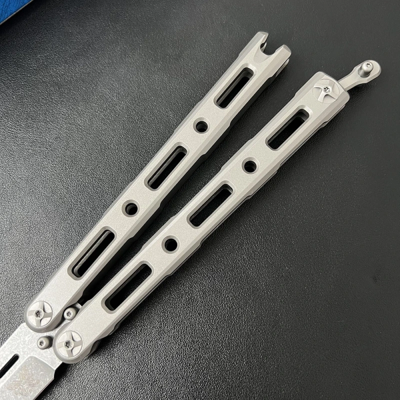 BM BM85 Balisong Butterfly Knife 4.13" S90V Plain Blade, TC4 Handles ...