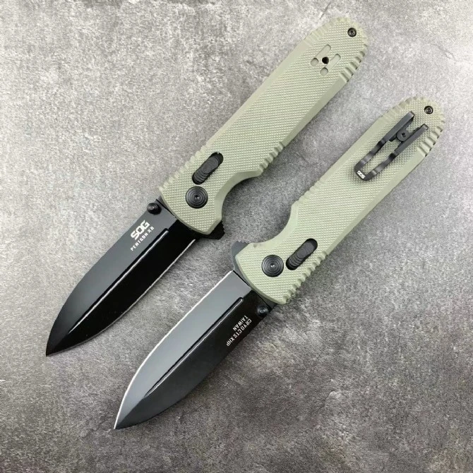 SOG Pentagon XR LTE Flipper Knife 3.5" CTS-XHP Plain Blade, Black G10 ...