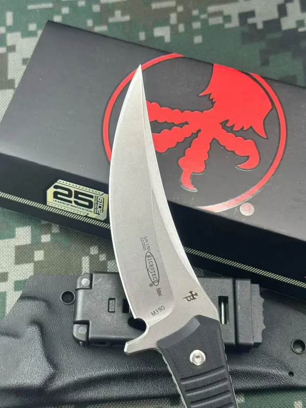 MT SBK Borka Fixed Blade Knife 4.33" M390 Dagger Blade, Milled Black ...