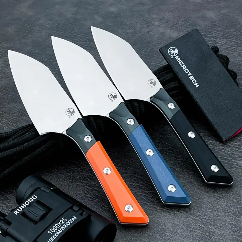 MT Kitchen Fixed Blade Knife 4.53" D2 Blade, Aluminum Alloy+G10 Handles