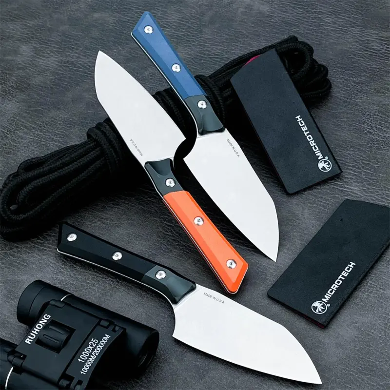 MT Kitchen Fixed Blade Knife 4.53" D2 Blade, Aluminum Alloy+G10 Handles