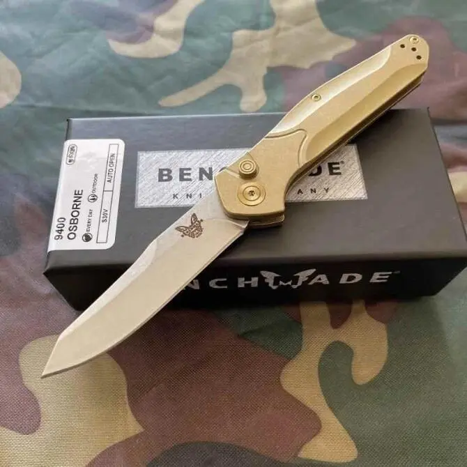 BM 9400 Osborne AUTO Folding Knife 3.27" S30V Satin Plain Blade, Brass ...