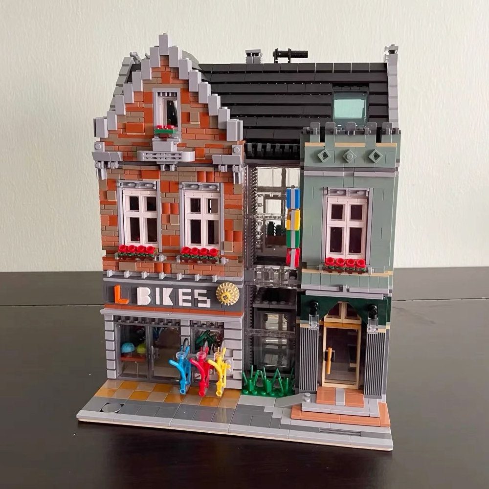 Mini Blocks ZheGao Creator Expert Street View Bike Shop 3600Pcs With Figures Moc Model Modular ...