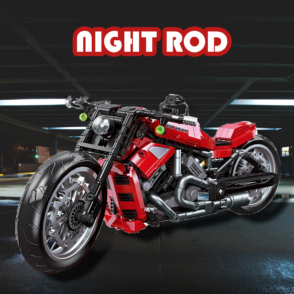 Jiestar Technic Motorcycles Harley Night Rod 849Pcs Moc Model Modular ...