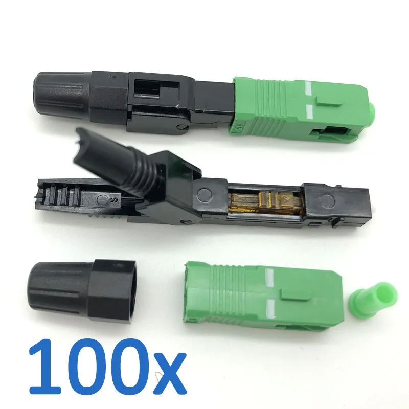 100 pieces Optical Fiber SC APC Fast Connector Quick Connect Cold ...