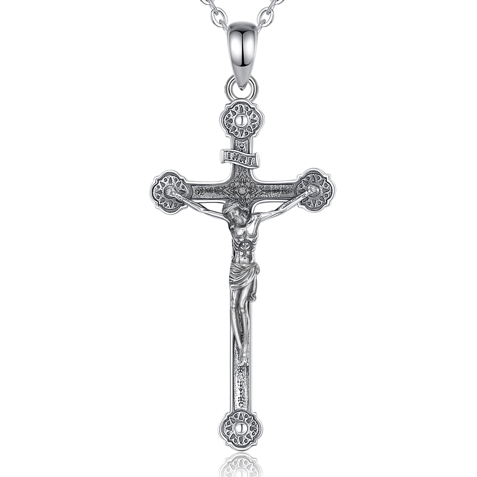 Sterling Silver Jesus Crucifix Pendant | Christian Faith Necklace for ...