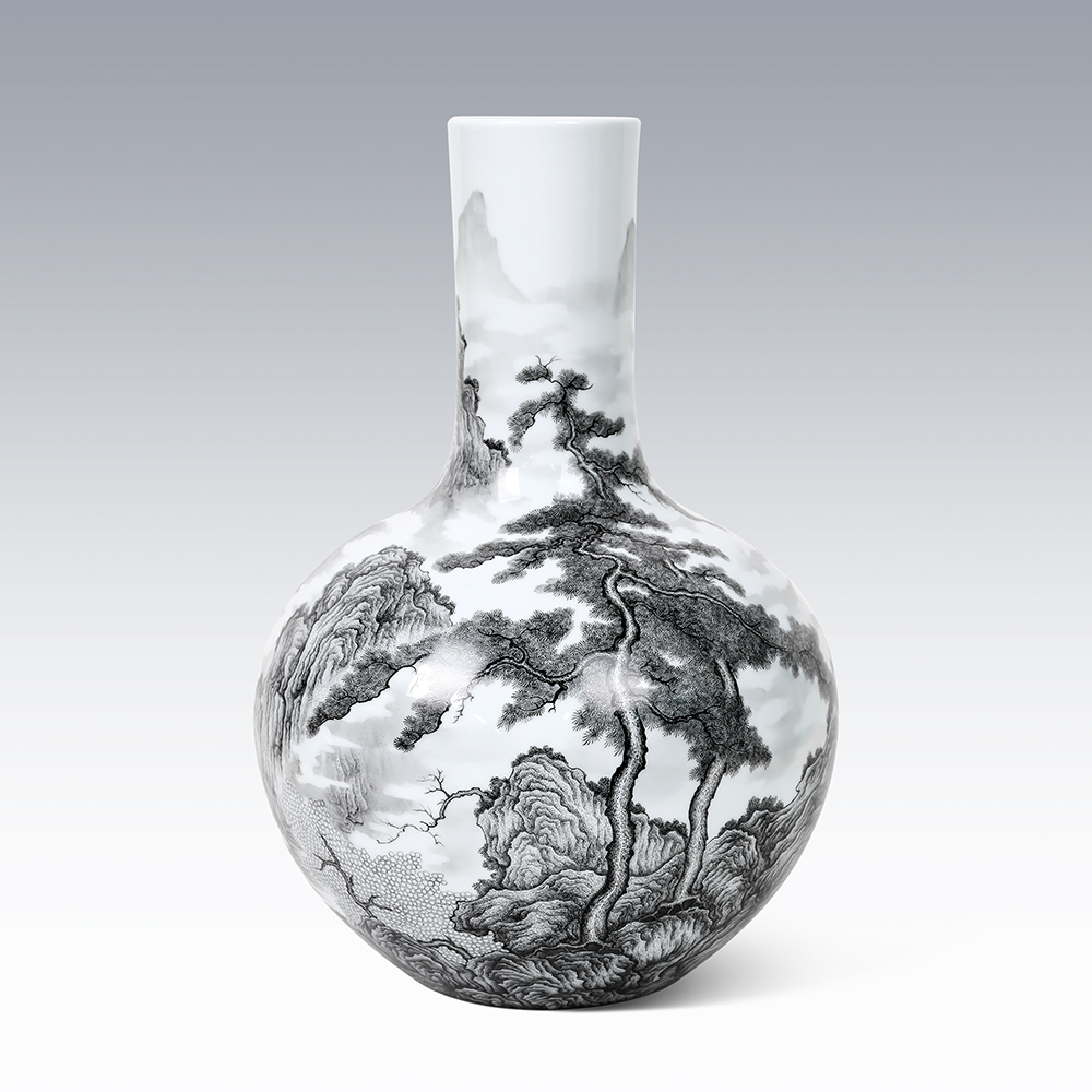 Overglaze Painted Ceramic Vase for Hotel Lobby & Interior Design
