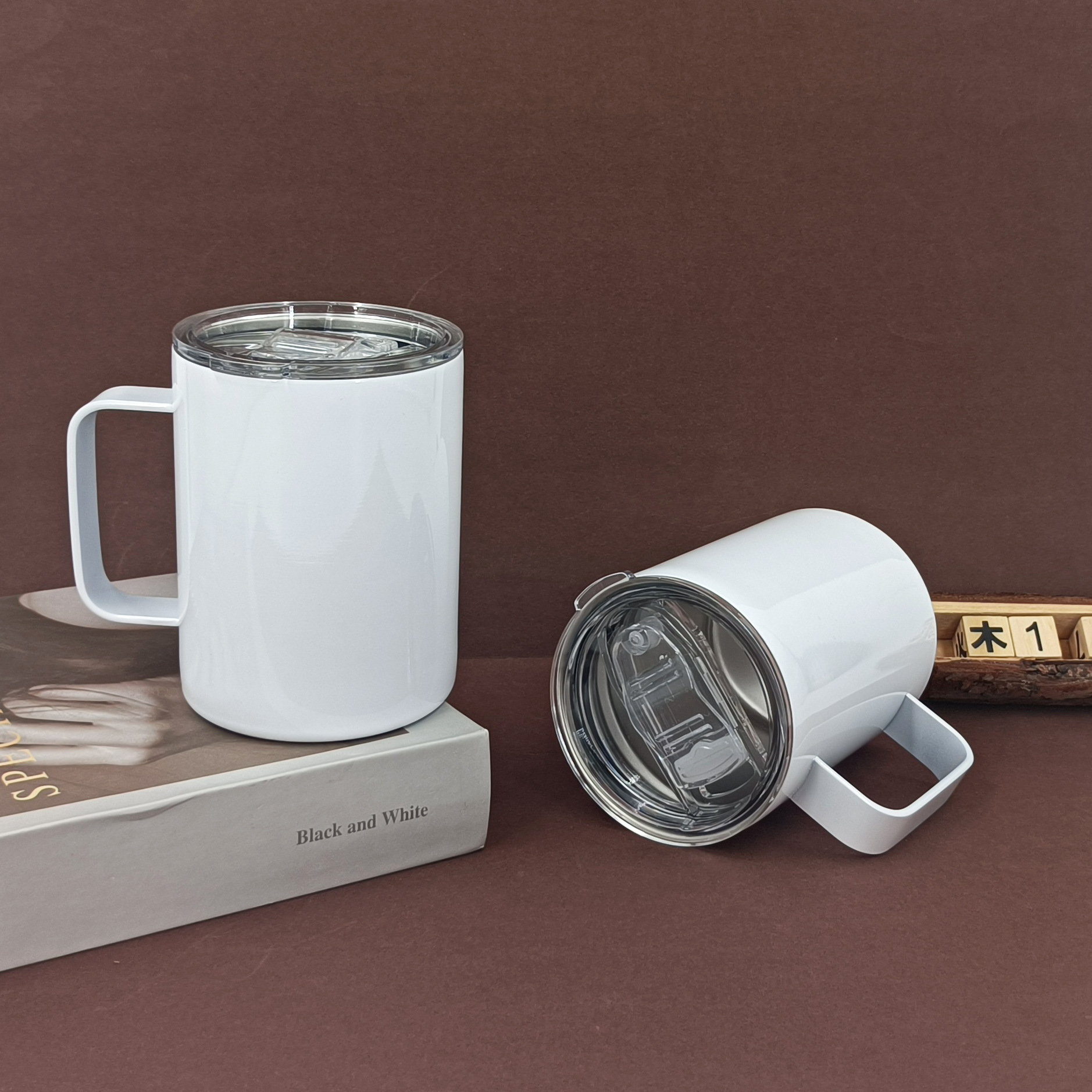 China RTS 10oz Sublimation Travel Coffee Mug with Handle (25PCS)