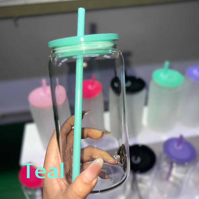 NEW China RTS 16oz Sublimation Glass Libby Can with Colored Lid and ...