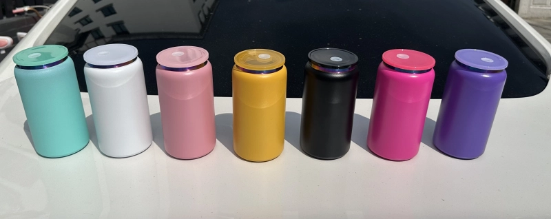 China Warehouse rts 16oz Powder Coated Rainbow Plated Can Stainless ...
