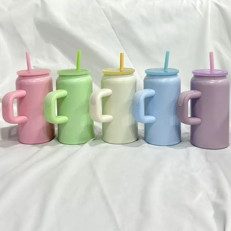 16oz Pastel colored sub stainless steel cups with side handle