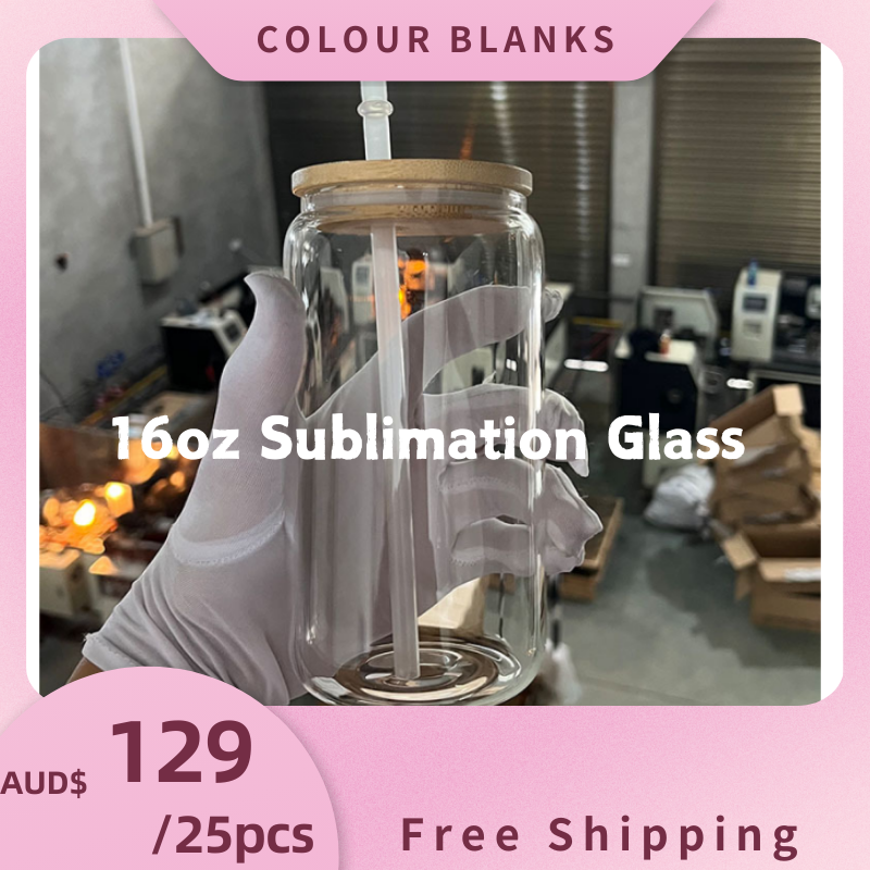 AU RTS 16oz Sublimation Clear Glass Libby Can Cup Free Shipping (25PCS ...