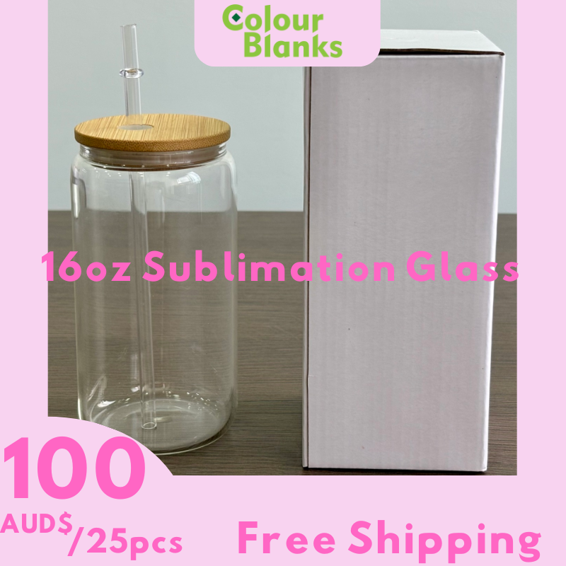 AU RTS 16oz Sublimation Clear Glass Libby Can Cup Free Shipping (25PCS ...