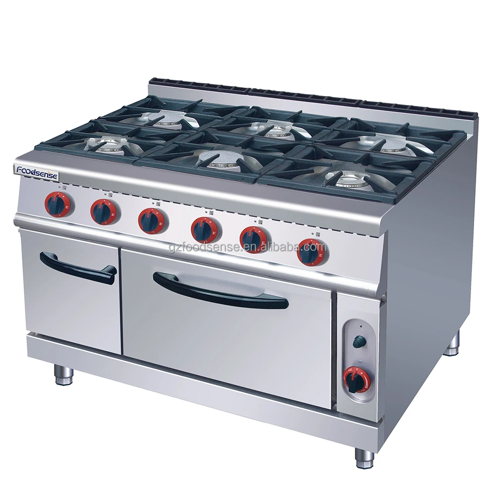 Stainless Steel 6-Burner Commercial Gas Range with Oven – 88992.8 BTU