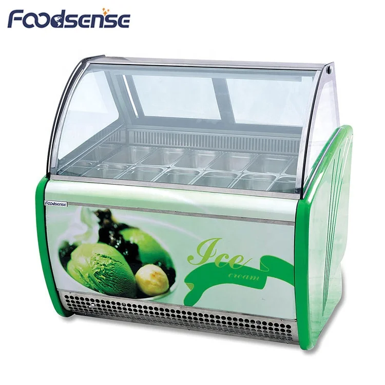 12 Pans Ice Cream Fridge Showcase Refrigerator Equipment