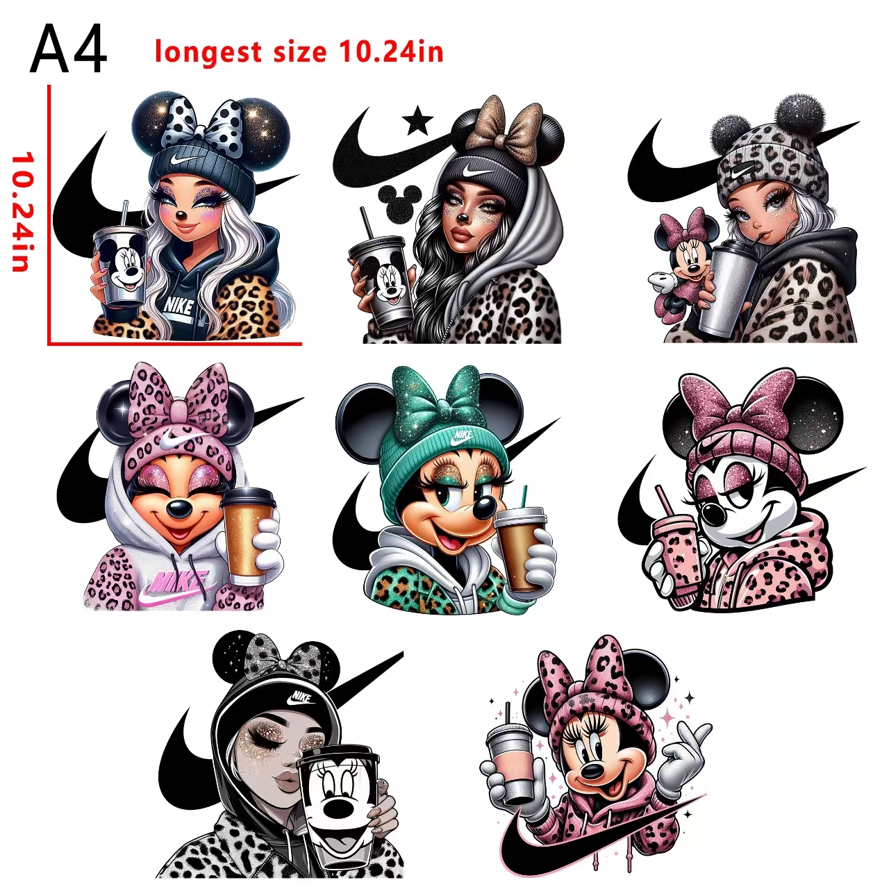 NIKE girl micky&minnie bundle DTF heat transfer vinyl for T-shirt ...