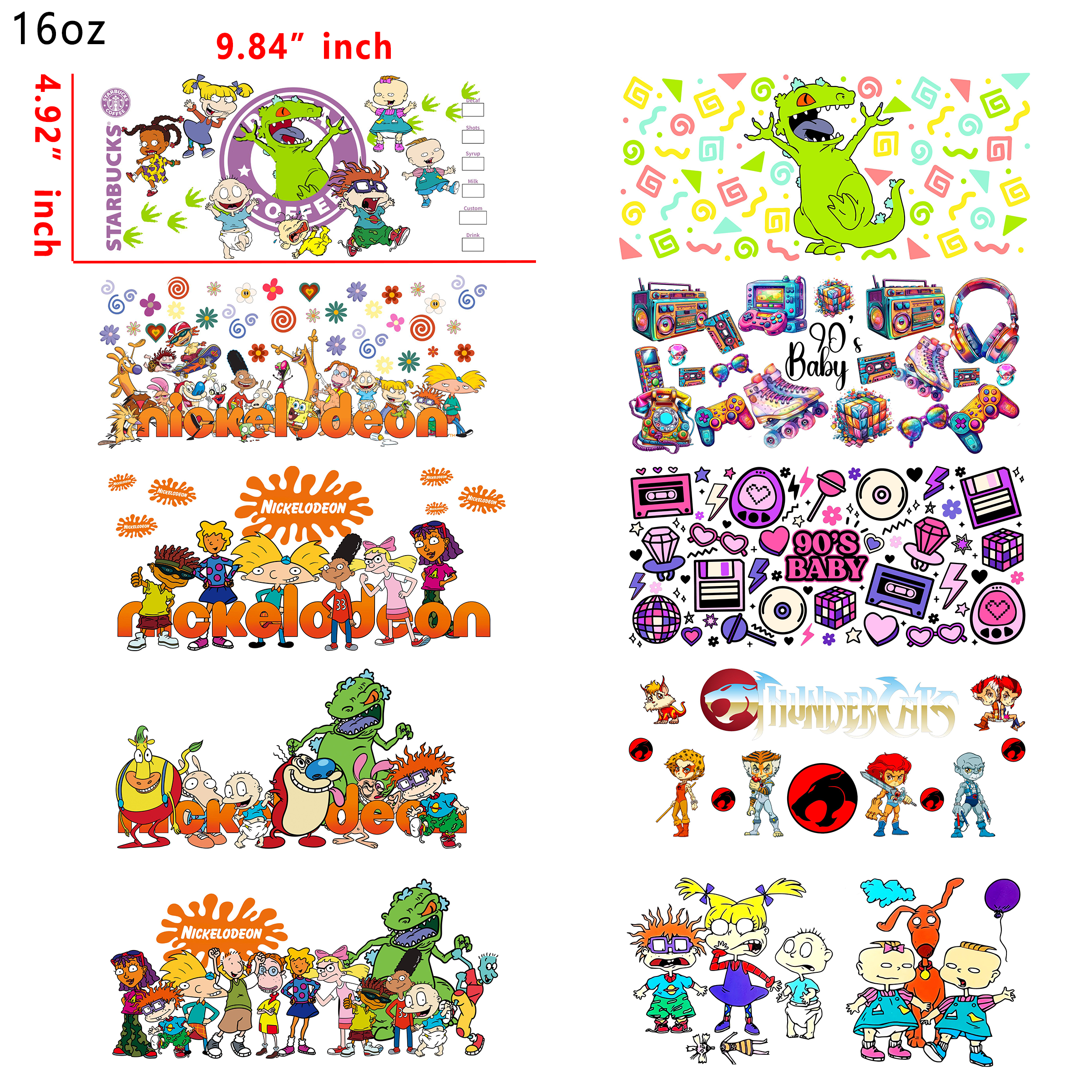 20 PCS Smurfs Powerpuff Girl 90s Cartoon UV DTF Cup wraps 16OZ tumbler ...