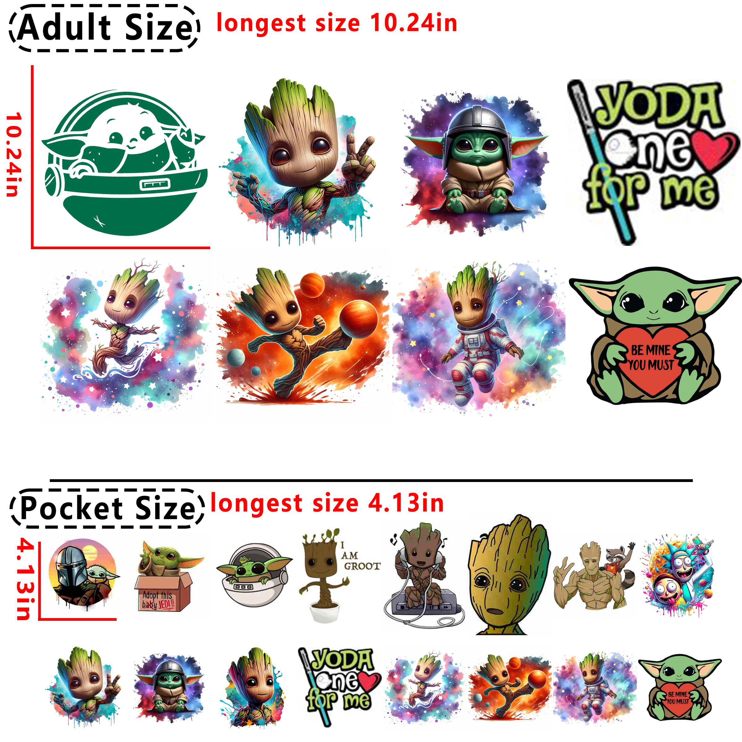 (D53) Groot Yoda DTF heat transfer vinyl for T-shirt hoodies