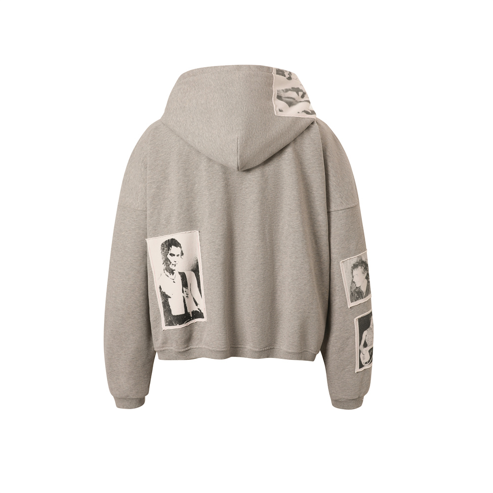 PUNK PRINT APPLIQUE HOODIE
