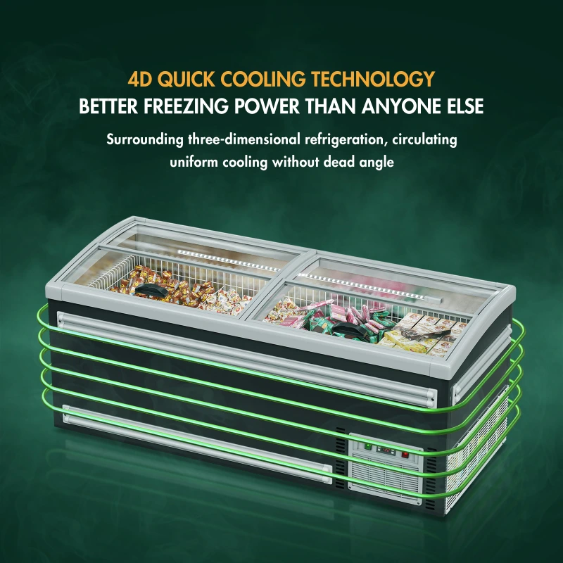 HR-C1450 Island type seafood freezer with glass door