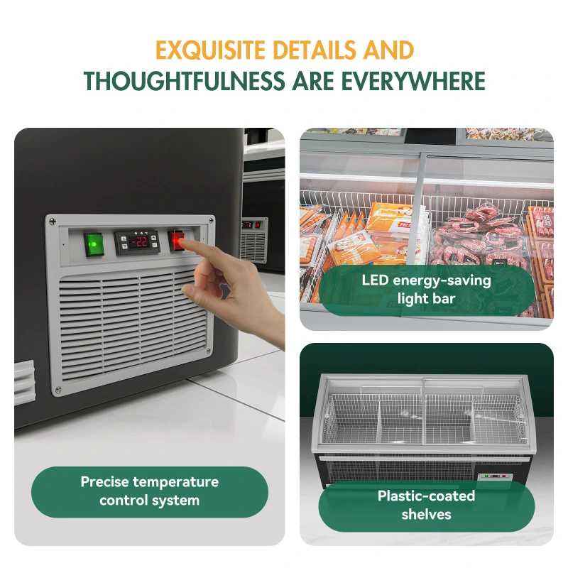 HR-C1450 Island type seafood freezer with glass door