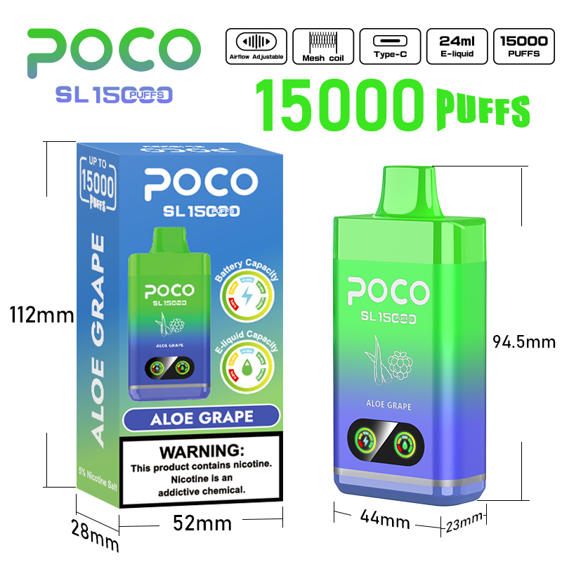 POCO 15000 Puffs Disposable Vape – 5% Nicotine – Adjustable Airflow ...
