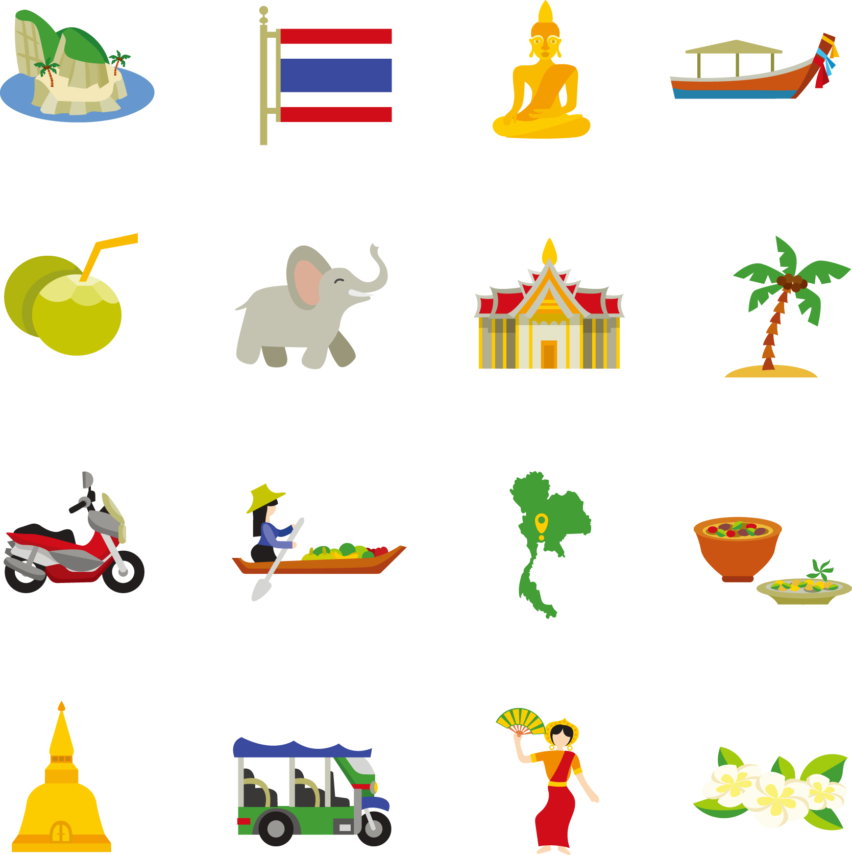 Thai traditional elements icons posters template set(29)