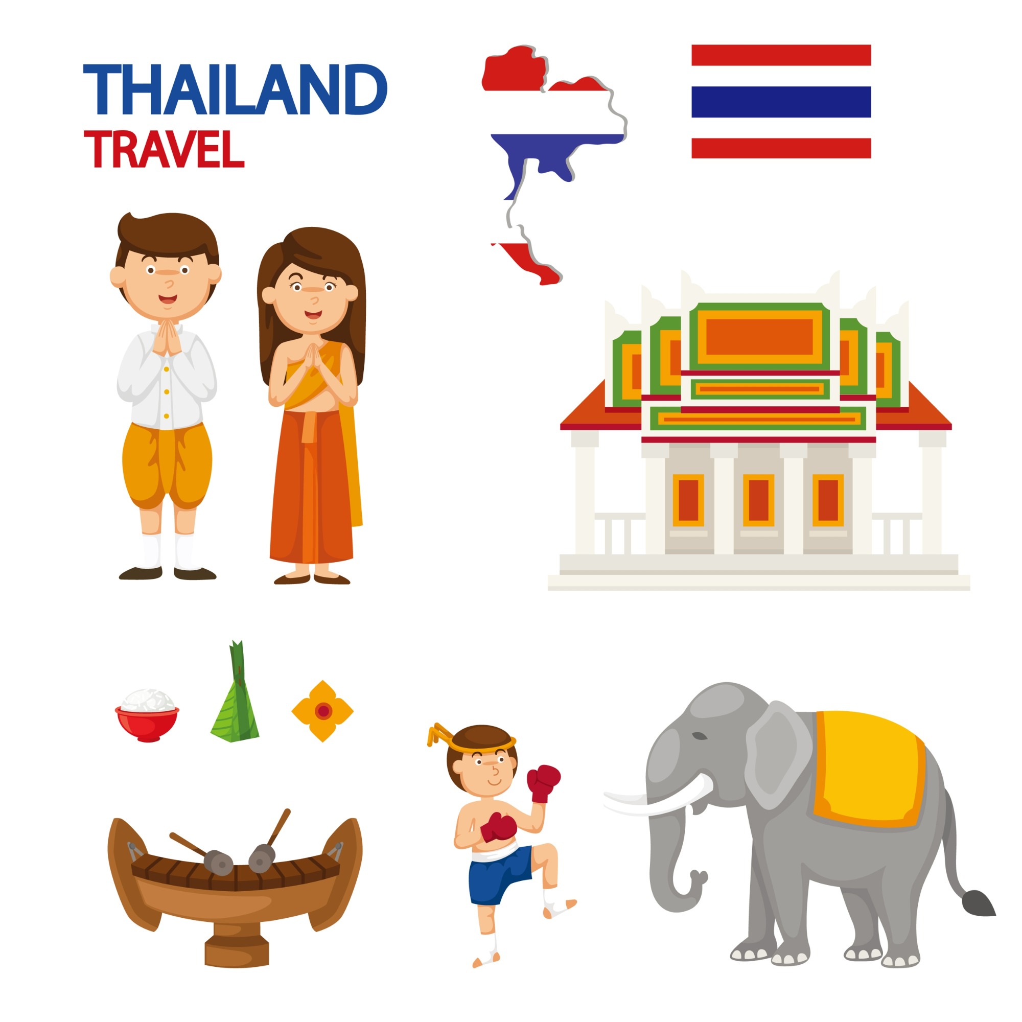 Thai traditional elements icons posters template set(14)