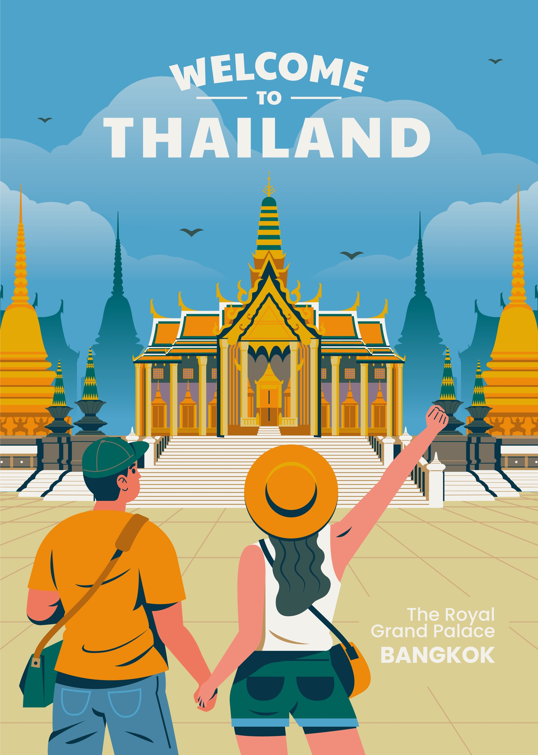 Thai traditional elements icons posters template set(16)