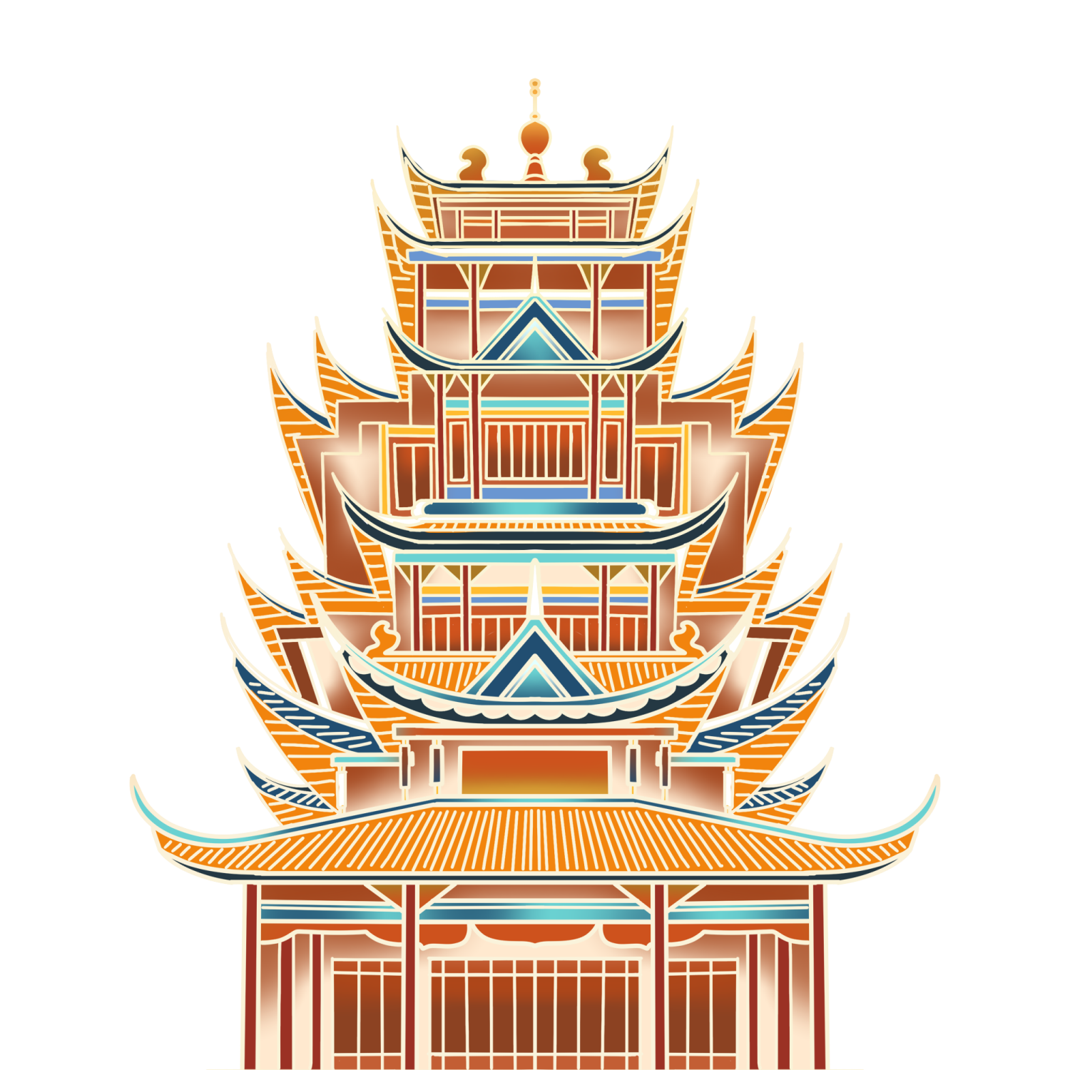 Chinese traditional tower attic architecture pattern template (21)