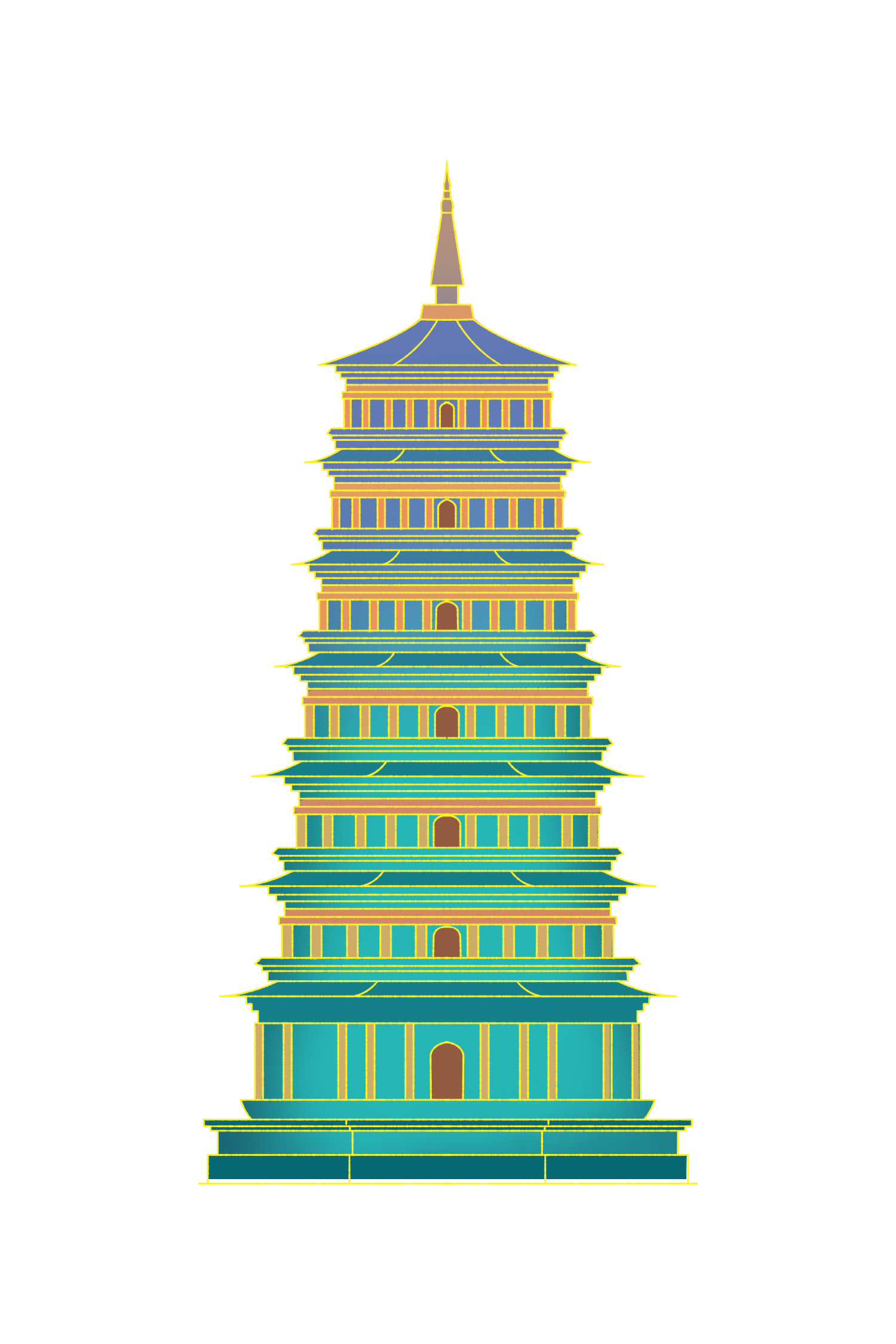 Chinese traditional pagoda architecture pattern template (75)