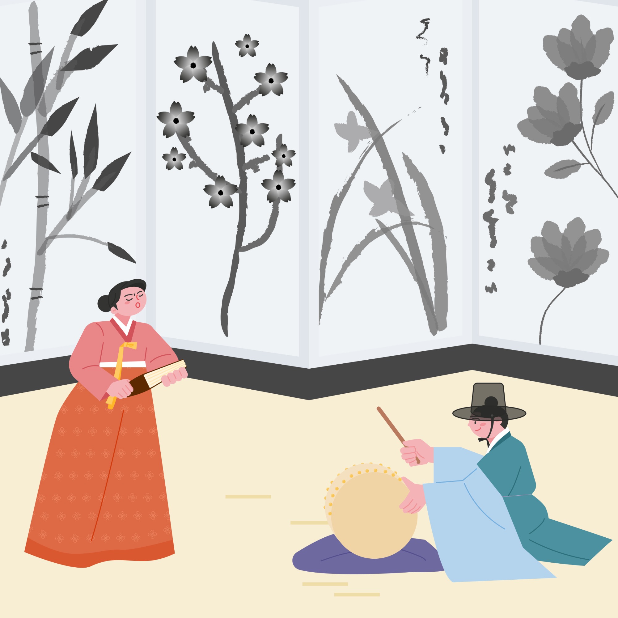 Korean traditional costume Hanbok pattern (91)