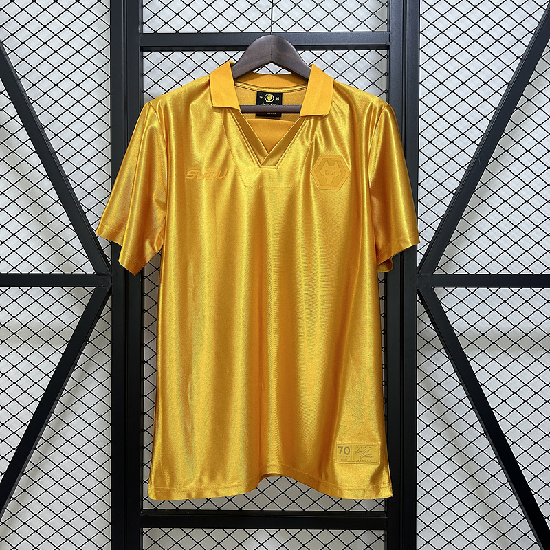 2024-25 Wolves 70th Anniversary yellow Soccer Jersey Wolverhampton ...
