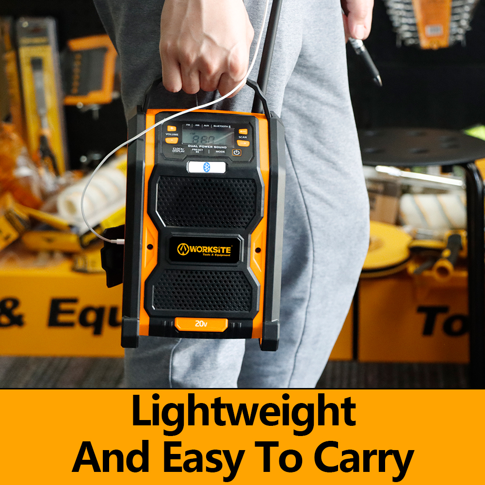 WORKSITE Jobsite Radio Cordless Tools 20V Lithium ion Battery Portable ...