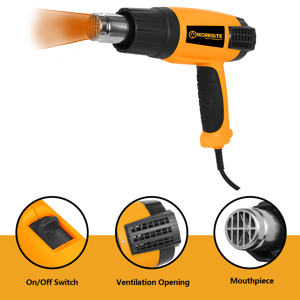 WORKSITE Industrial Heat Gun Machine Hot Air Shrink Gun Dryer 2000W ...