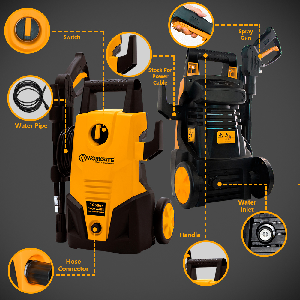 WORKSITE High Pressure Washer Car Sprayer Gun Cleaning Washing Machine