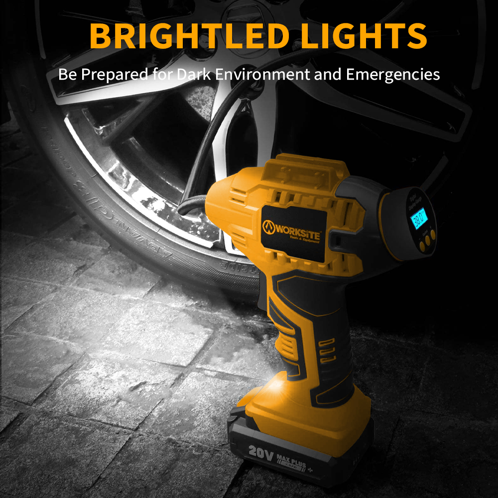 WORKSITE Cordless Inflator Air Compressor 12V/20V Portable Auto Pump