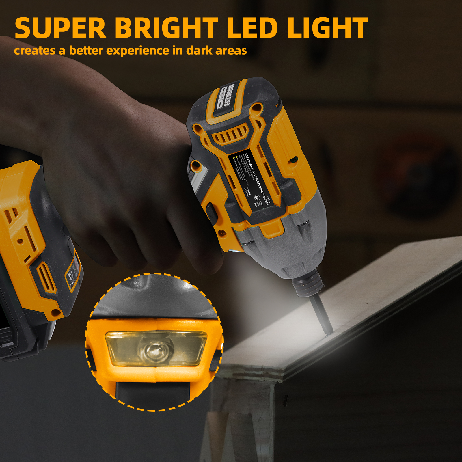 WORKSITE 20V Brushless Cordless Impact Driver 1/2" 300N.m Drivers Tool